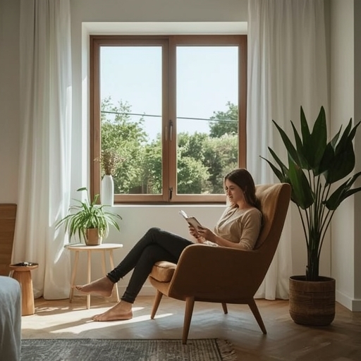 Cozy Indoor Background With Plant, Framed Picture On Wall, Books On ...